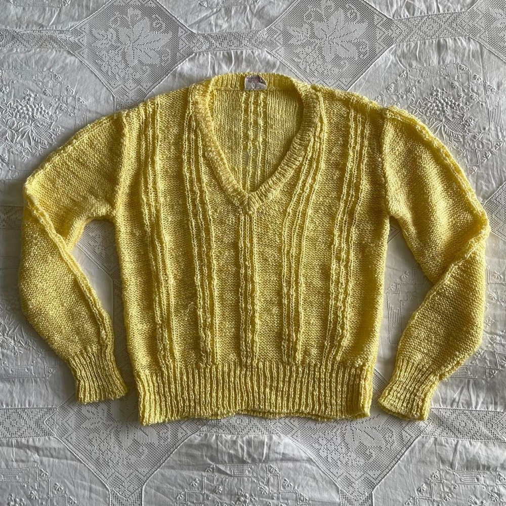 Vintage 70s Butter Yellow Sweater - Gem